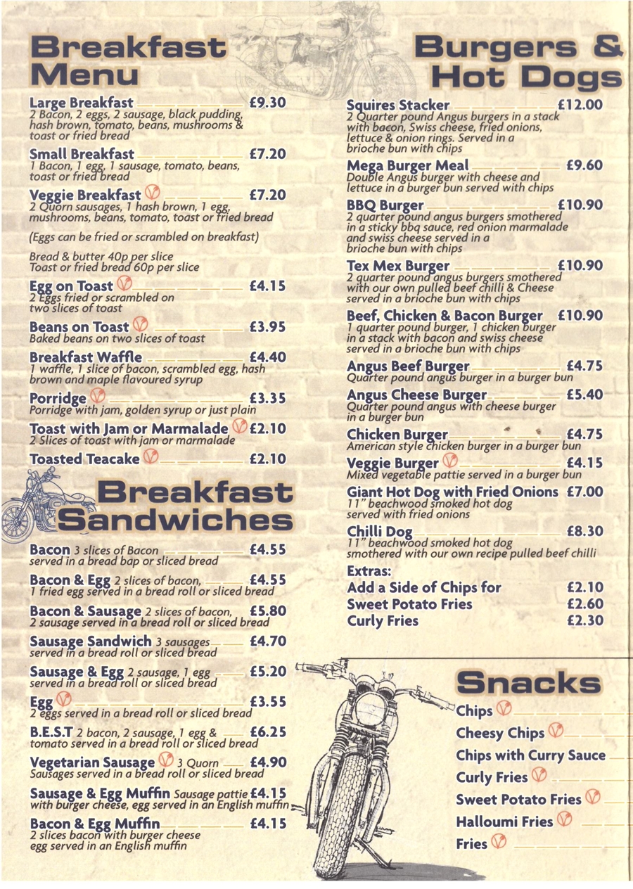 Menu - Squires Cafe